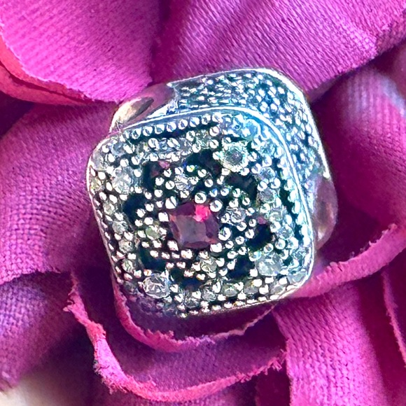 Pandora | Jewelry | Pandora Sterling Silver Sparkle With Pink Gem ...